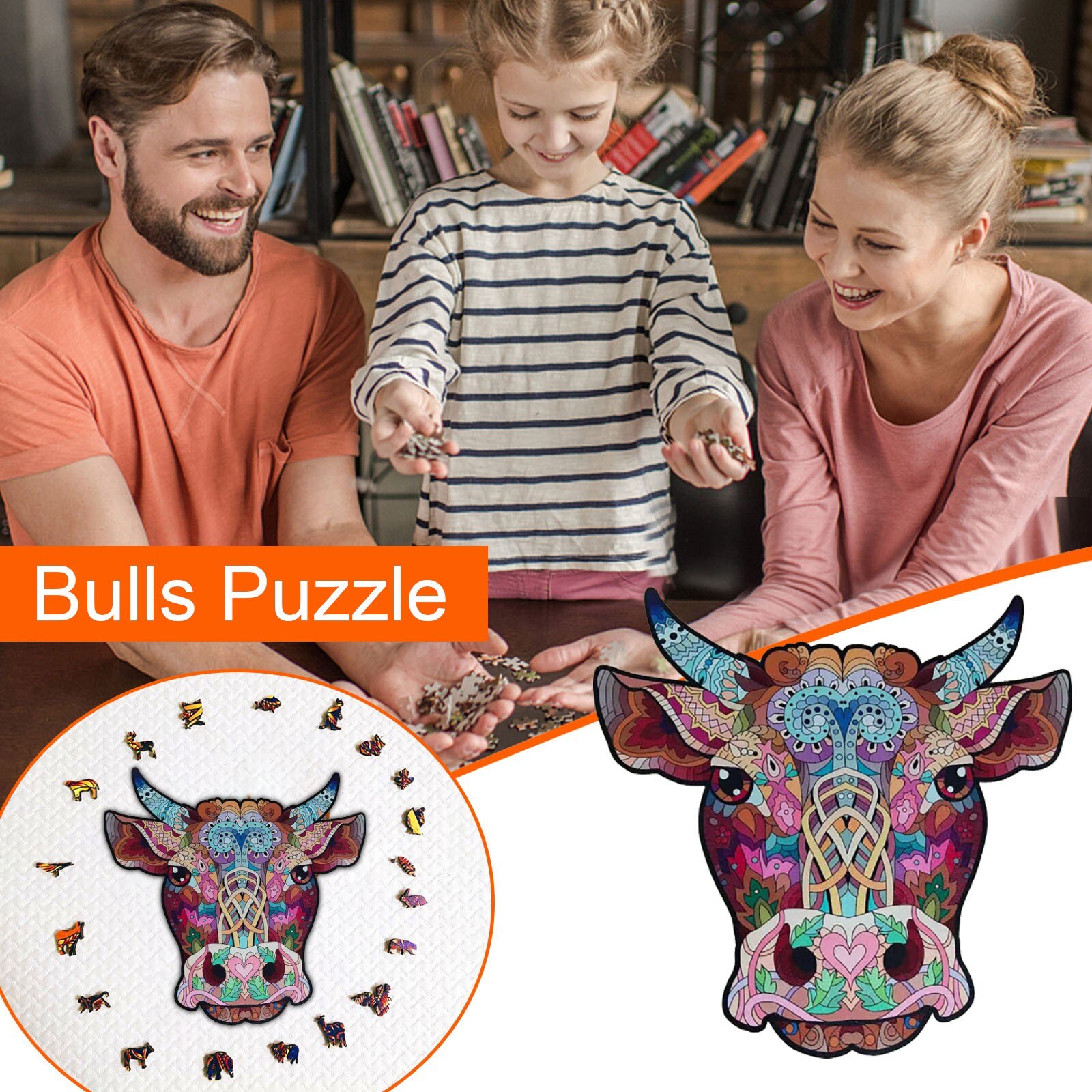 Bulls Puzzle Wooden Puzzle Unique Shaped Pieces An... – Vicedeal