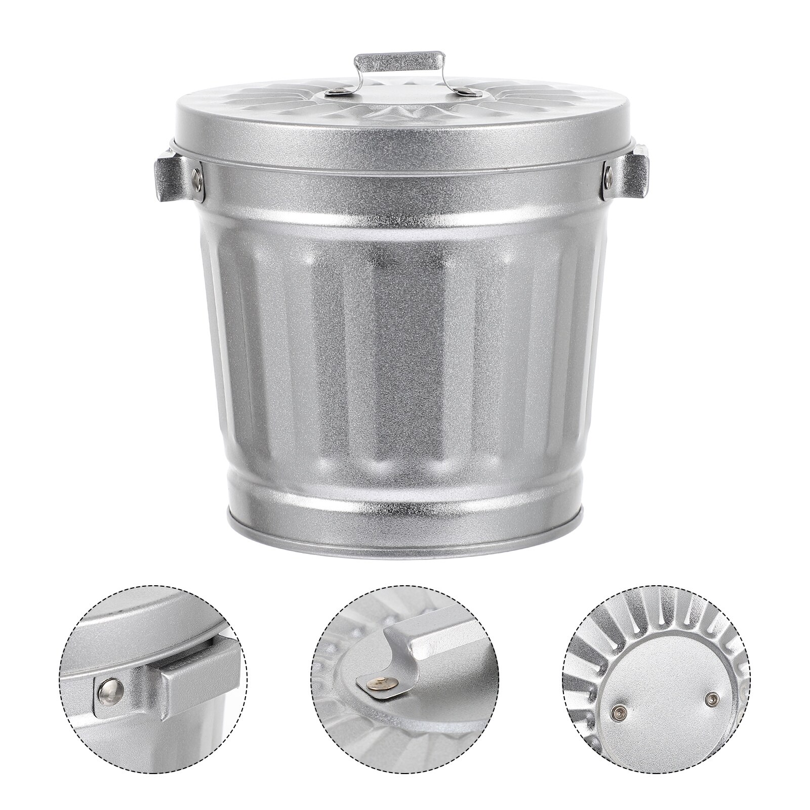 Mini Desktop Wastebasket Metal Trash Can Bucket Ga... – Vicedeal