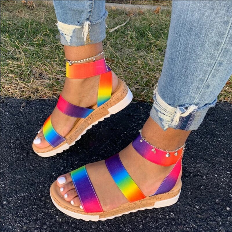 Multi Color Platform Sandals Big Size 35-43 Female... – Grandado