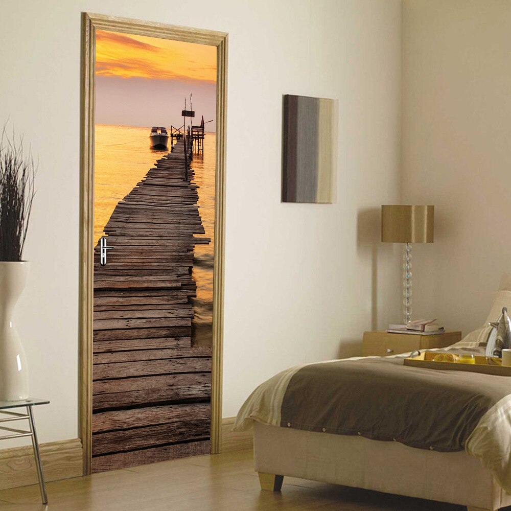 Doors on the sea, sunset dock, wooden doors refurb... – Grandado