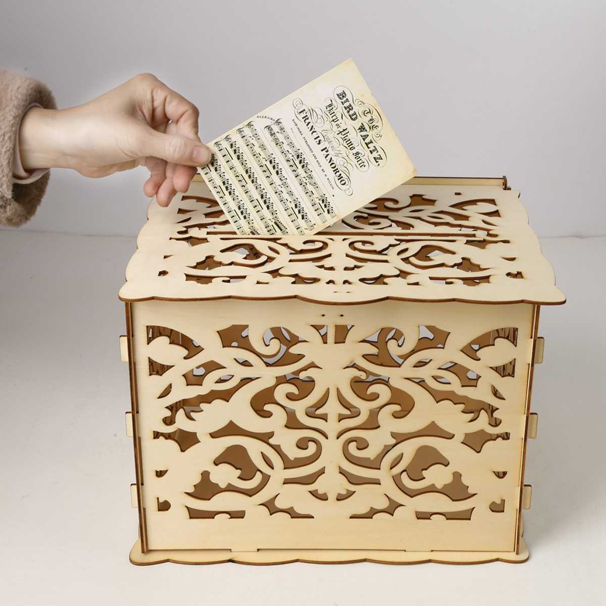14 DIY wedding card box lock and key wooden saving... – Grandado