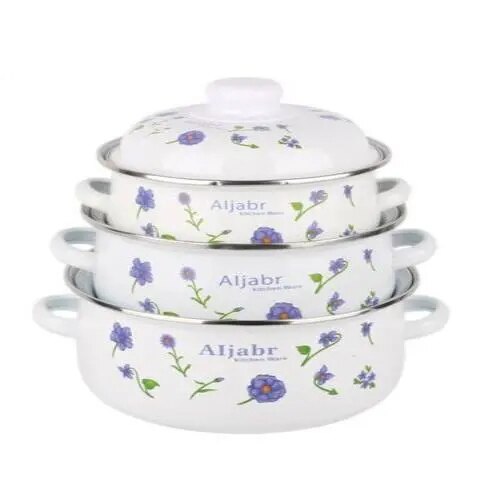 Enamel Cooking Pots Set 3 Mini Casserole with Glas... – Grandado