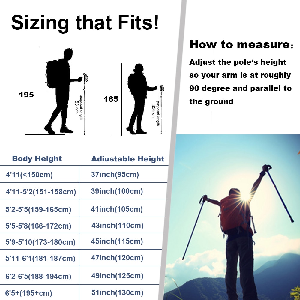 5-Section Outdoor Fold Trekking Poles Walking Stic... – Grandado