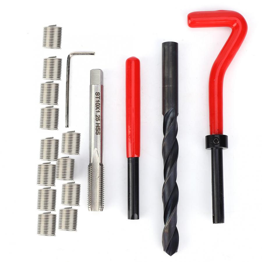threaded insert 17 Pcs Thread Repair Kit M10x1.25 ... – Vicedeal