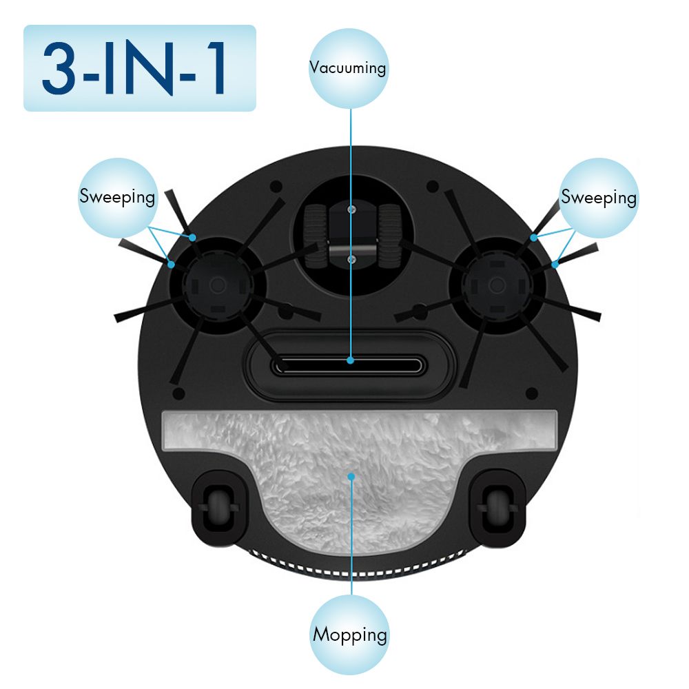 3-in-1 Rechargeable Smart Sweeping Robot Vacuum Cl... – Grandado