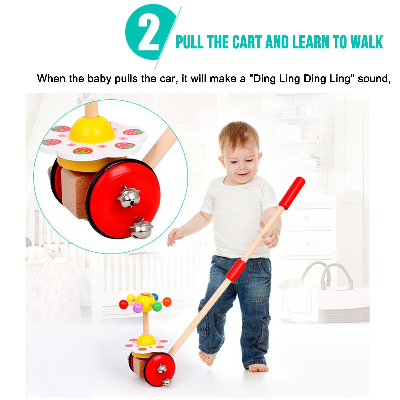 Wooden Push Pull Activity Walking Toy Toddlers 18 ... – Vicedeal