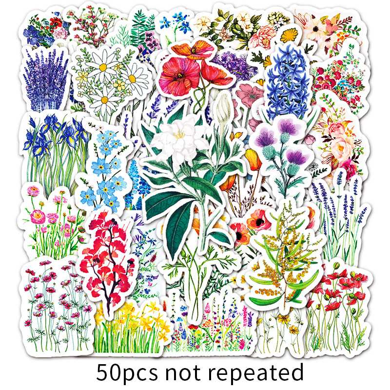50pcs/set Flower Theme Sticker Waterproof for Car ... – Grandado
