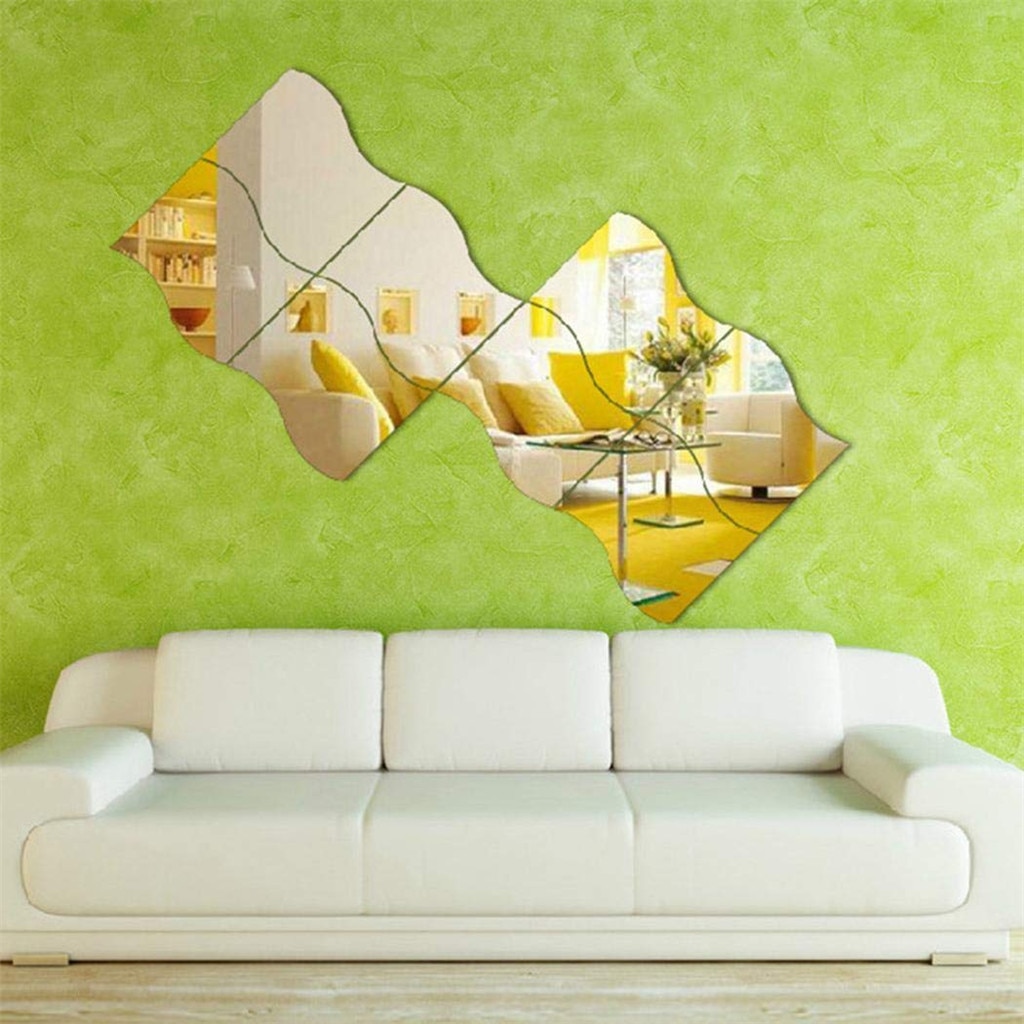 DIY Mirror Vinyl 3D Wave Silver Mirror Art Decal S... – Grandado
