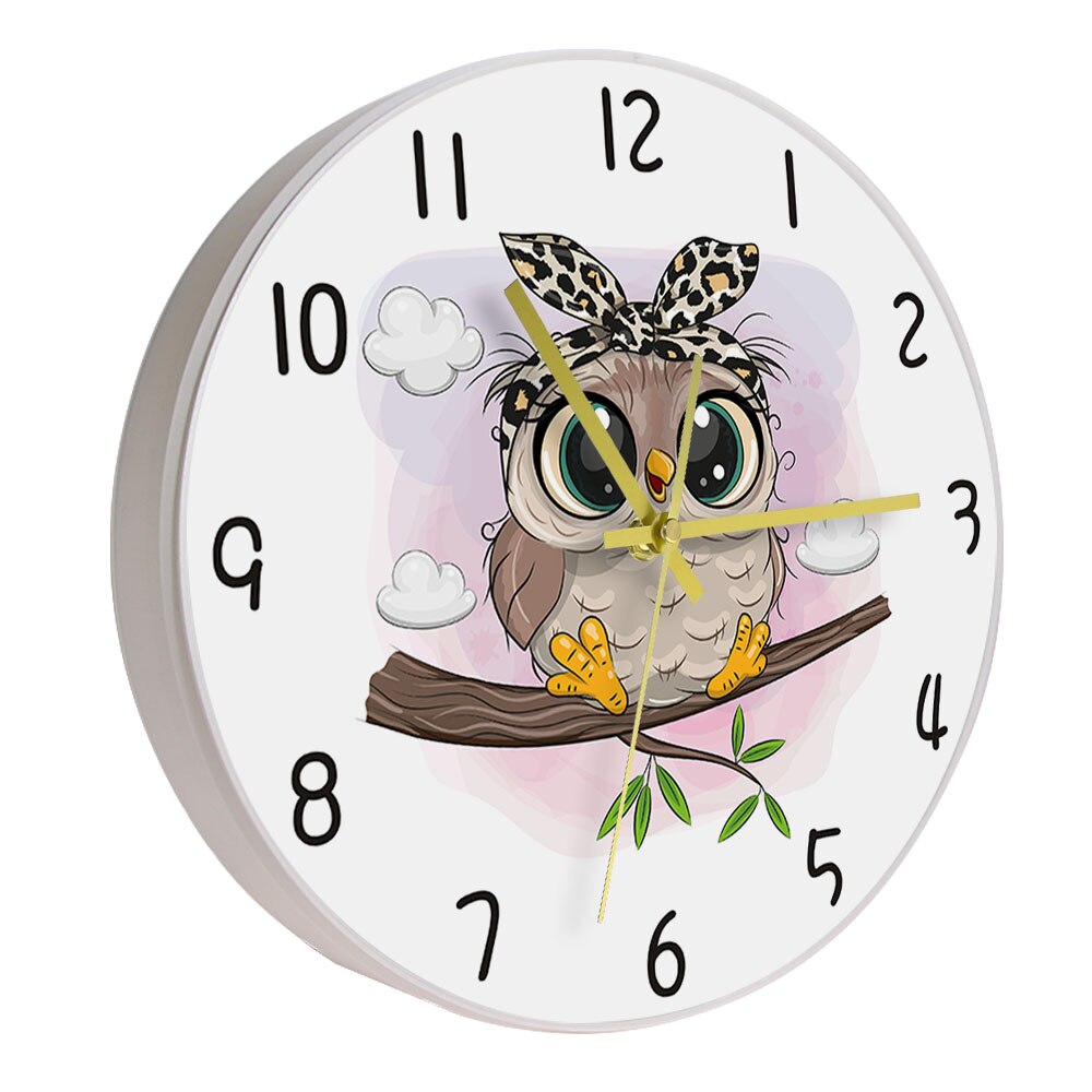 Cartoon Owl Wall Clock Digital Art Print Painting ... – Grandado