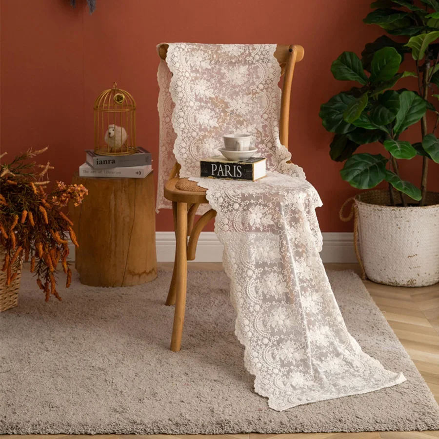 Embroidered Floral Lace Table Runner, Boho Lace Ta... – Grandado
