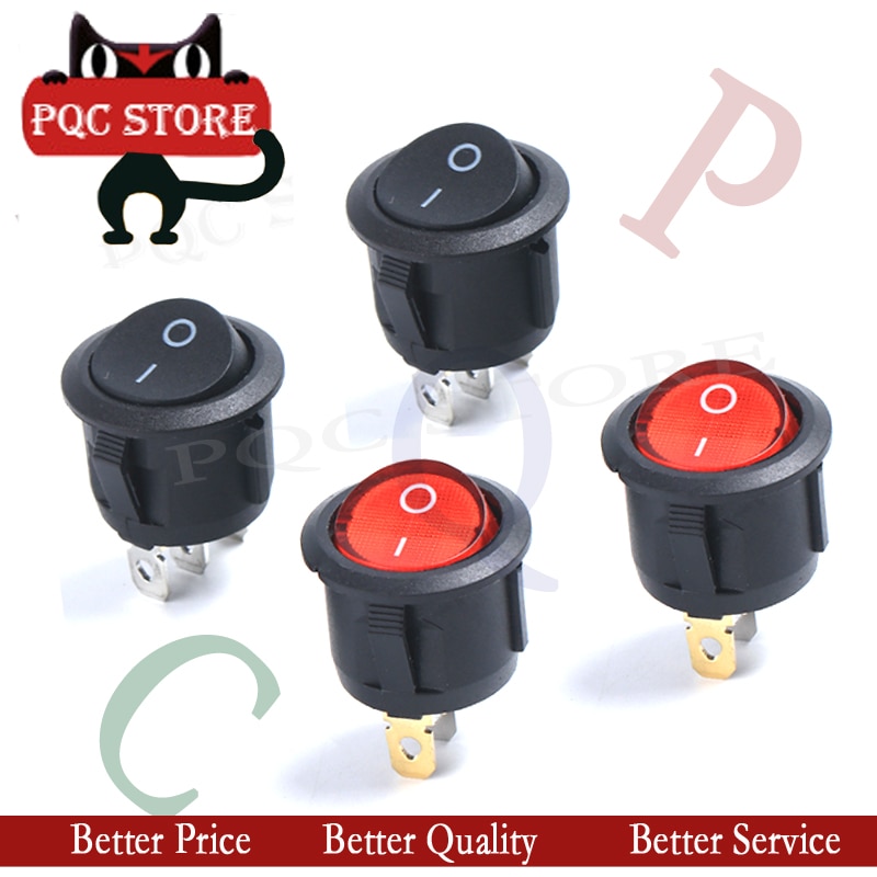 5PCS KCD1-105 3PIN BLACK/RED ROUND Push Button roc... – Grandado