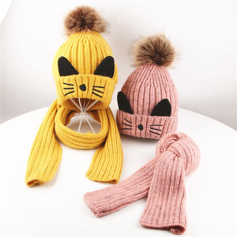 Cartoon Kat Hairball Mutsen Sets Winter Leuke Kat ... – Grandado