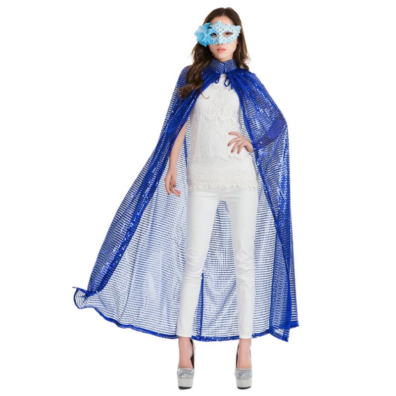 Adult Ladies Maxi Long Paillette Cosplay Cape Hall... – Grandado