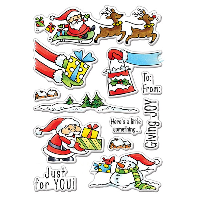 Santa Claus Giving Joy Clear Stamp Rubber Transpar... – Grandado