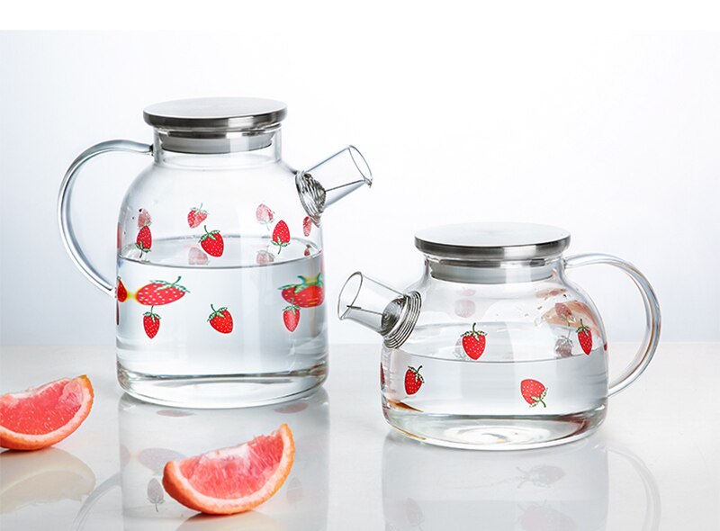 Water Jug Glass Water Pitcher Strawberry My Water ... – Grandado
