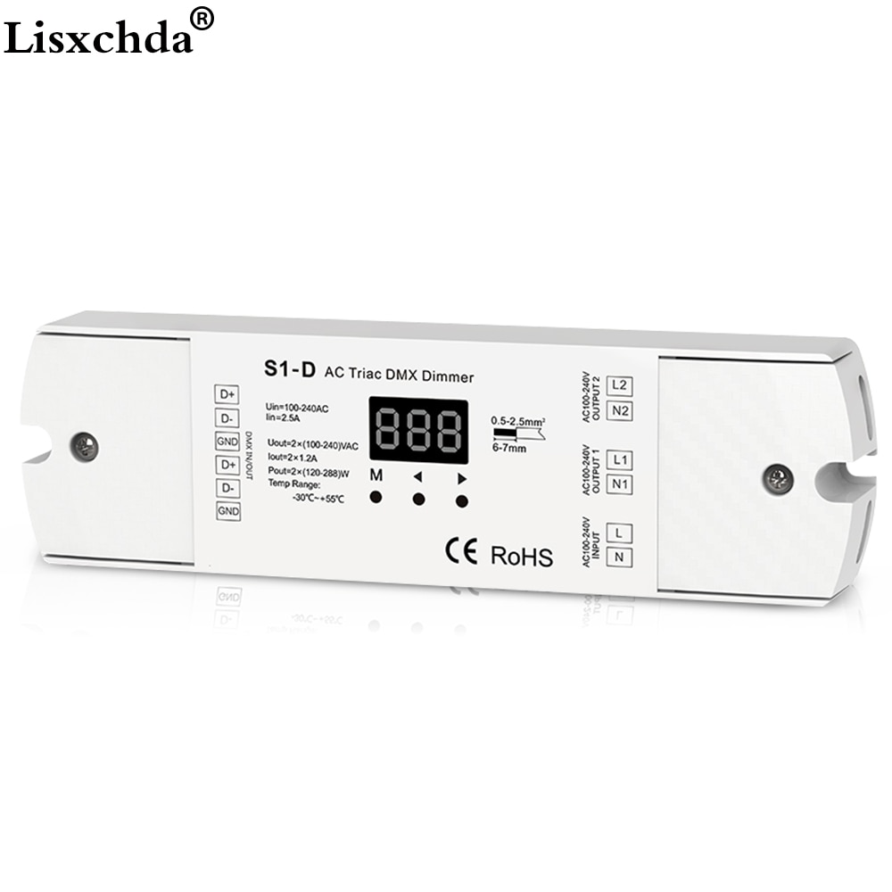 Ac100-240v 288w 2 kanals triac dmx dimmer, dubbel ... – Grandado