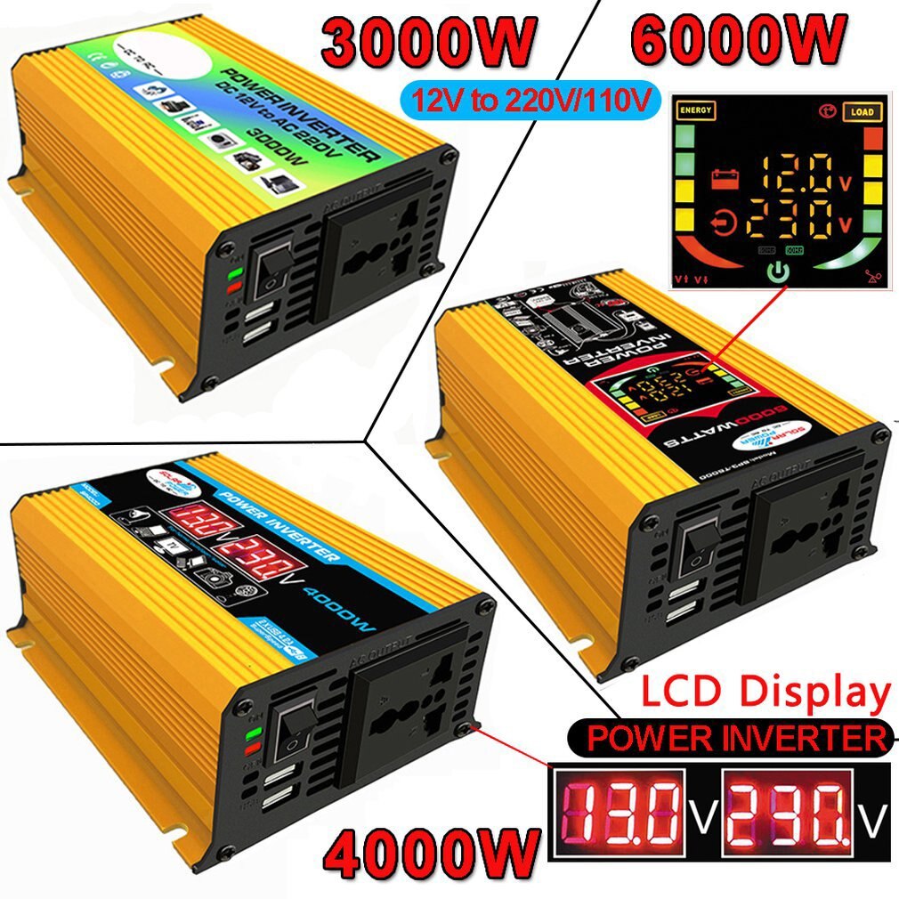 Car Conversion Inverter LED Display Dual USB Yello... – Grandado