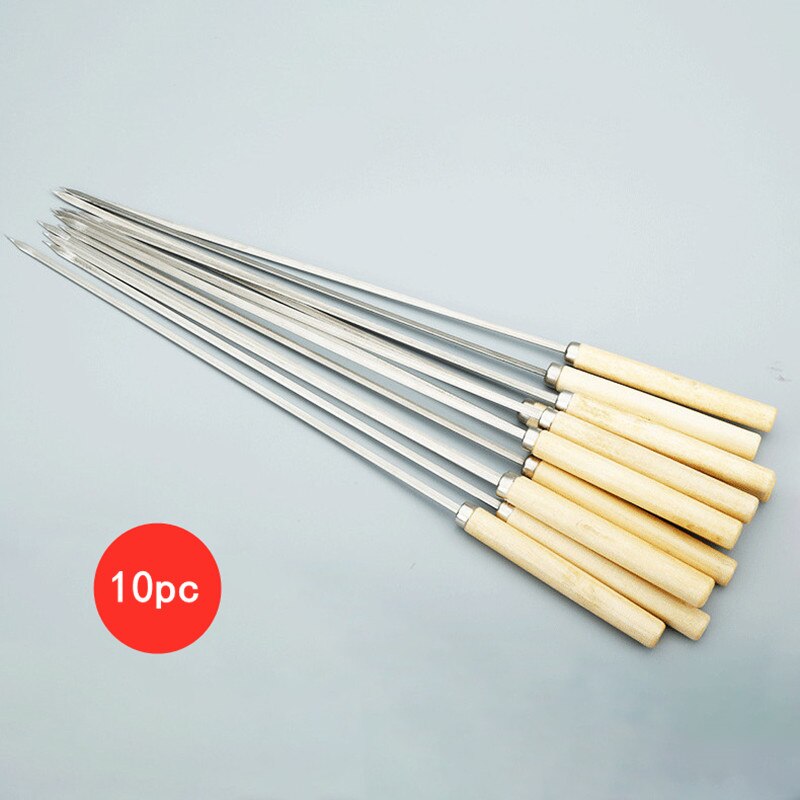 10Pcs 35Cm Rvs Bbq Spies Houten Handvat Bbq Naald ... – Grandado