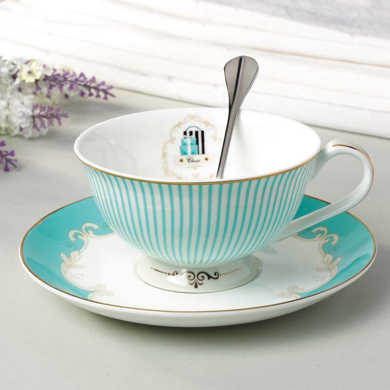 European Coffee Cup Blue Bone China English Aftern... – Vicedeal