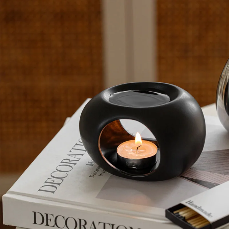 Simple Black Candle Heating Holder Ceramics Essent... – Grandado