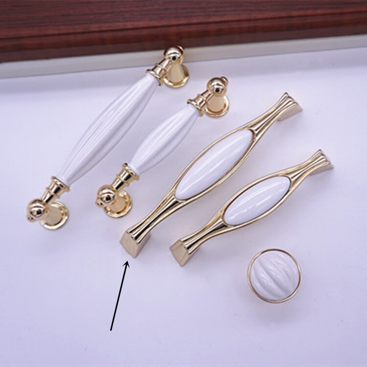 European Rural Gold White Ceramic Handle Kitchen C... – Vicedeal