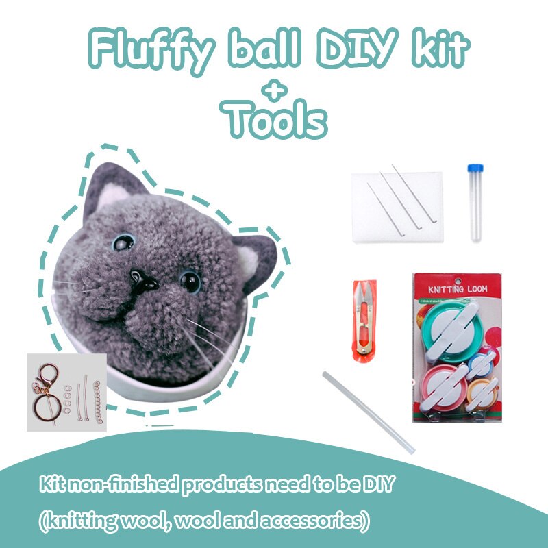 Hand made cat fluffy ball felt DIY craft diy packa... – Grandado