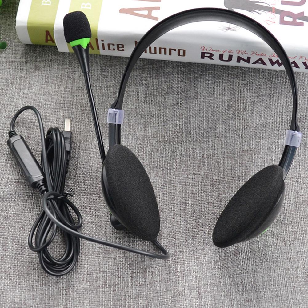 USB Wired Computer Headphones with Microphone Adju... – Vicedeal