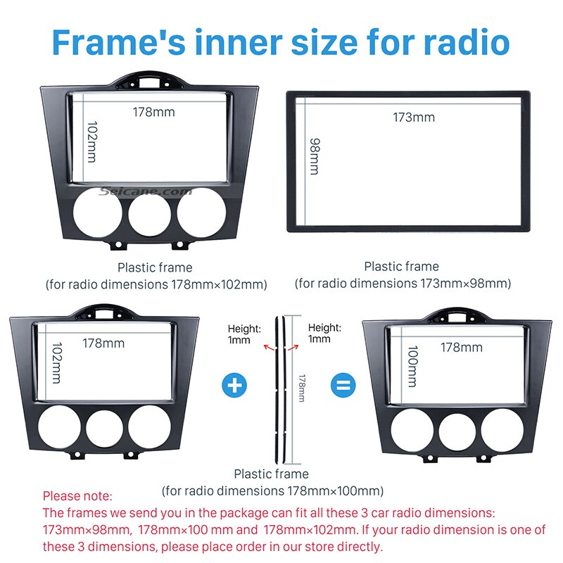 Seicane Double DIN Car Radio Fascia for 2003+ Mazda RX8 Auto Stereo ...