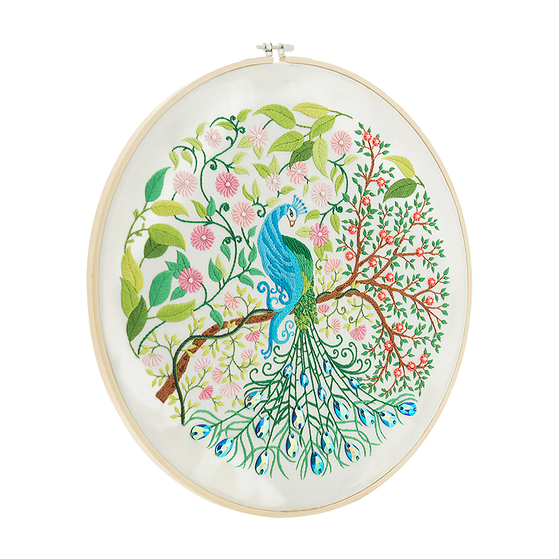 Peacock DIY Hand Embroidery Kit Flower Printed Nee... – Grandado