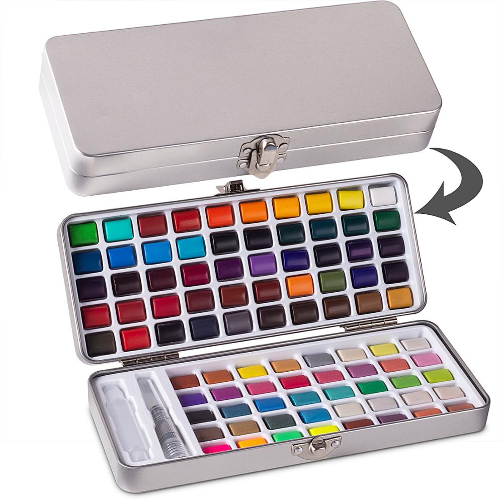90 Colors Solid Watercolor Painting Set Contains S... – Vicedeal
