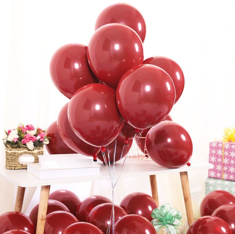 30 Pcs Dark Red Color Round Ballons 10 inch Double... – Grandado