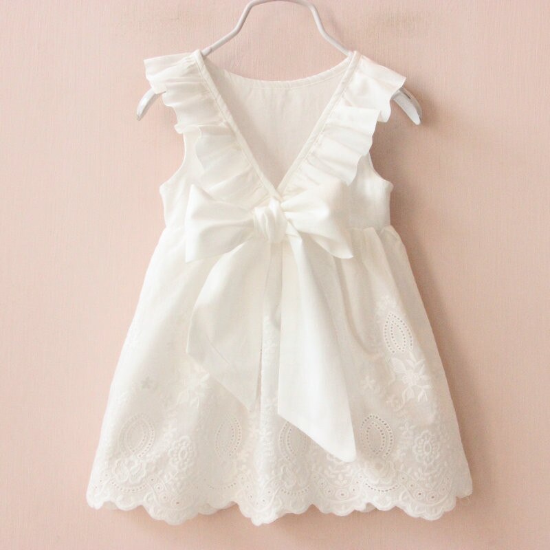 Girls Dresses Solid White Girl Dress Summer Style ... – Grandado