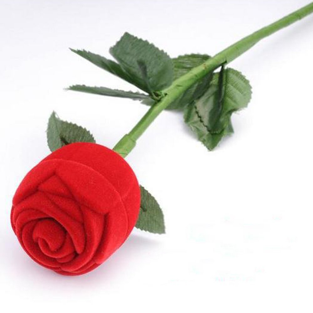 1 Pc Romantic Rose Flower with Rod Ring Box Velvet... – Grandado