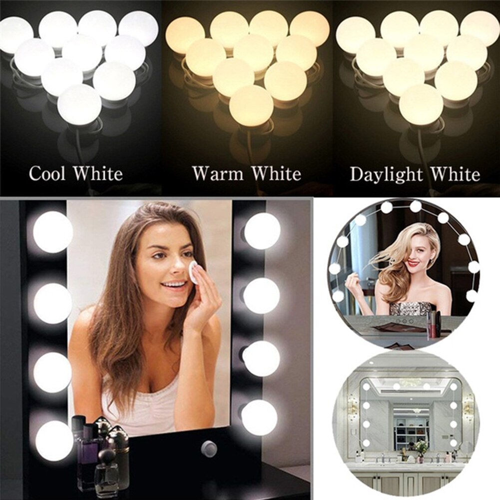 3 Modes Colors LED Makeup Mirror Light Bulb Kits D... – Vicedeal