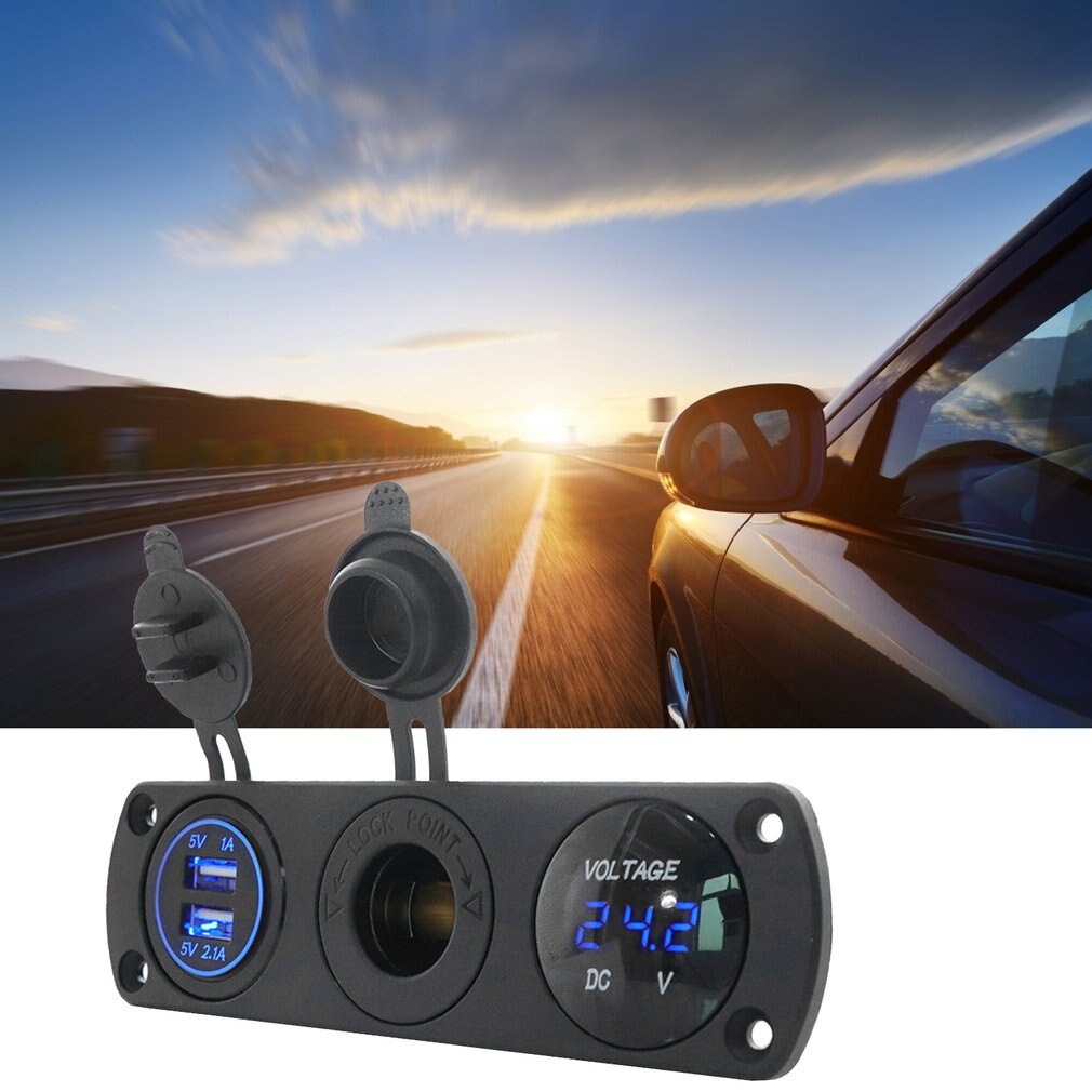 3 In 1 12V Charger Socket Panel Dual USB Car Socke... – Grandado