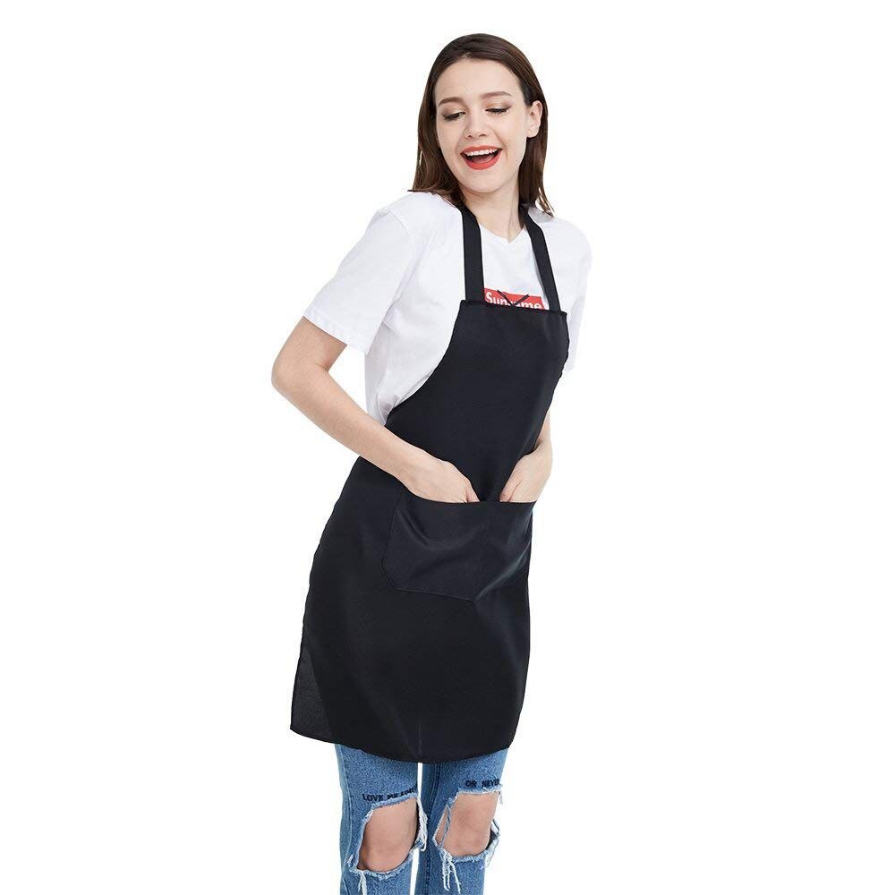 12 Pack Bib Apron - Unisex Black Apron Bulk with 2... – Grandado