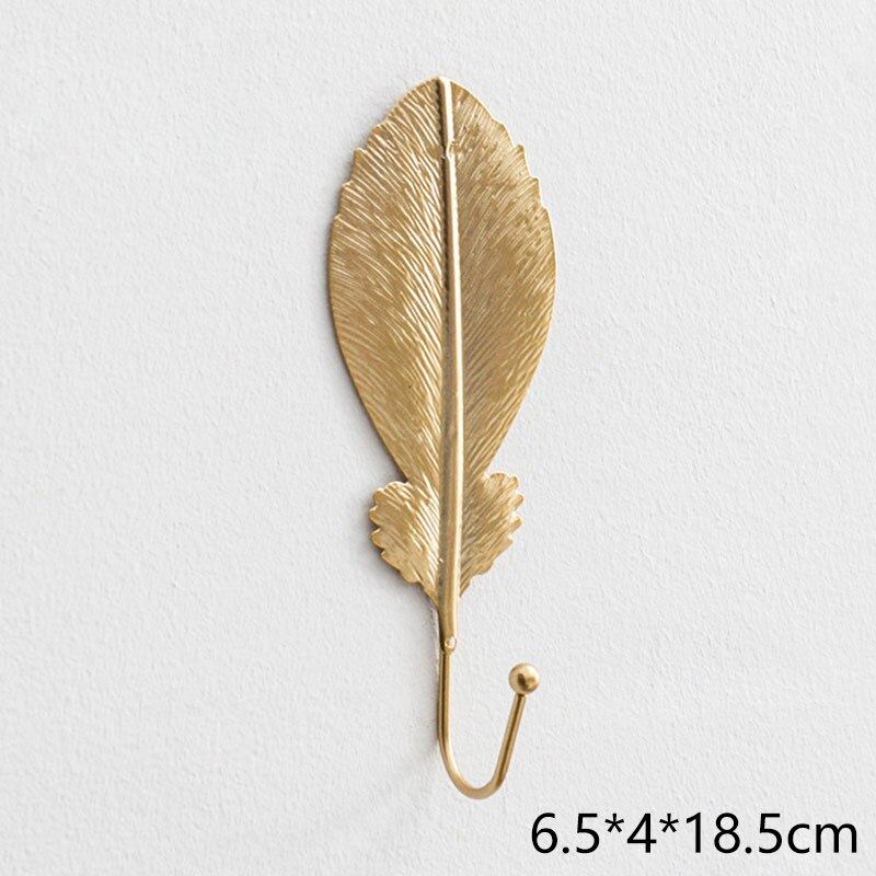 1Pcs Wall-mount Metal Golden Leaf Shape Hook Cloth... – Grandado