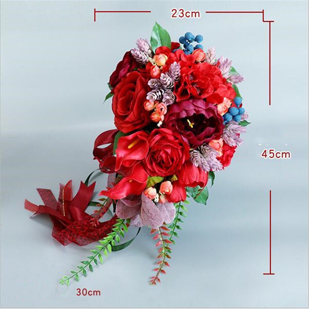 Wasserfall rot Künstliche blumen hochzeit bouquets... – Vicedeal
