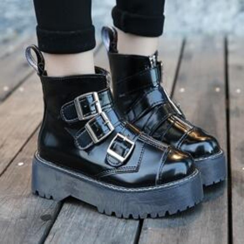 Dame gotisk rock platform sko retro kvinde motorcy... – Grandado