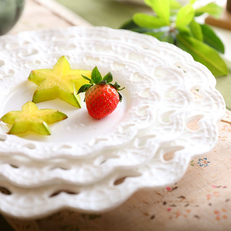 Heart Shape Emboss Porcelain Plates Dessert Dish C... – Grandado
