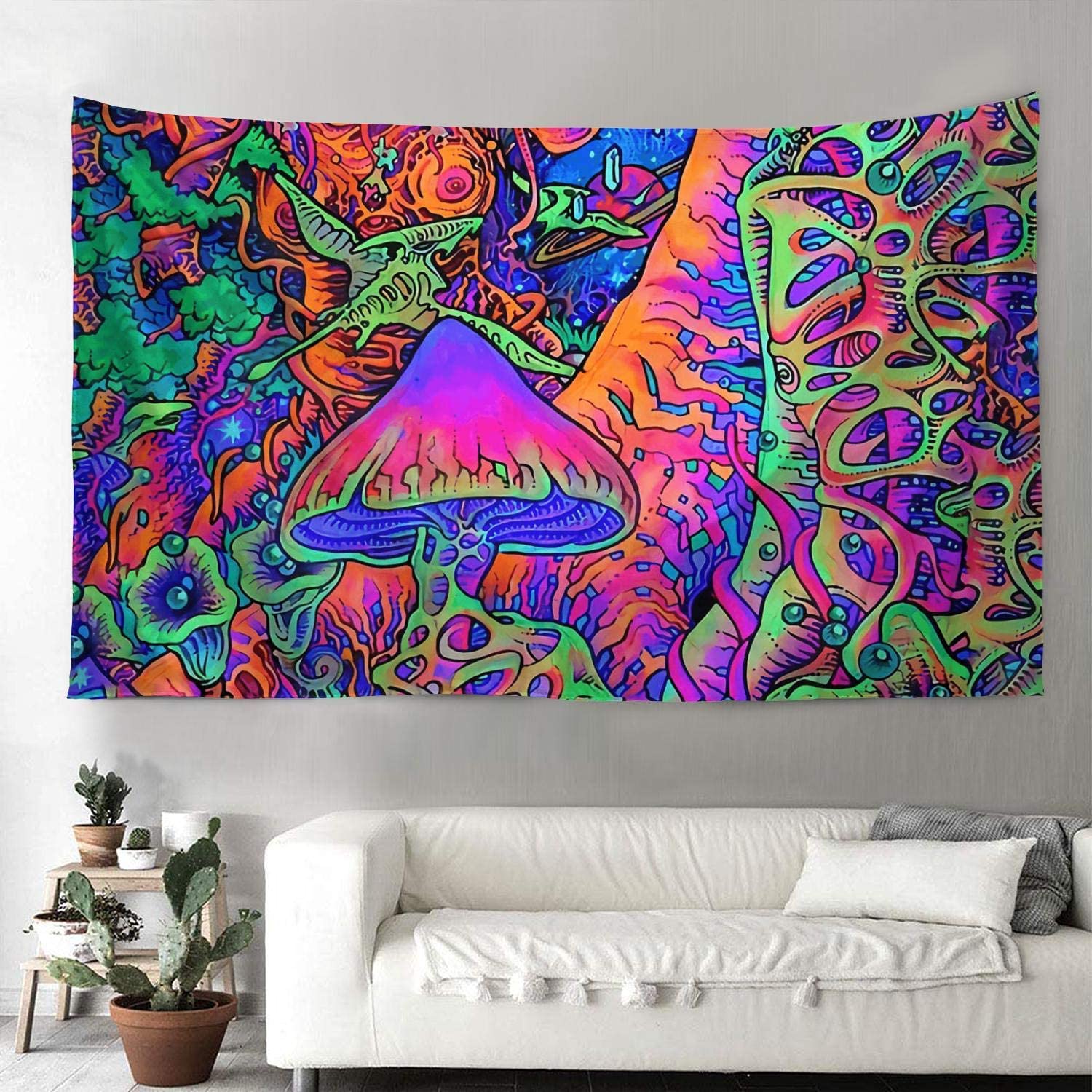 Trippy Psychedelic Mushrooms Hippie Tapestry Hippi... – Grandado