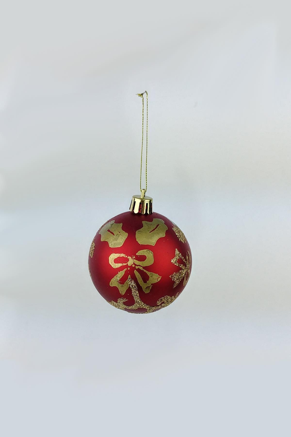 Set of 4, Red Gold Gilded Christmas Decoration 4 c... – Grandado