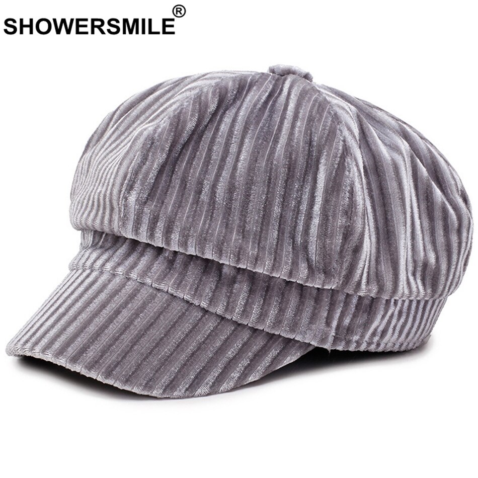 SHOWERSMILE Velour Hat Pink Newsboy Caps Women Sol... – Grandado
