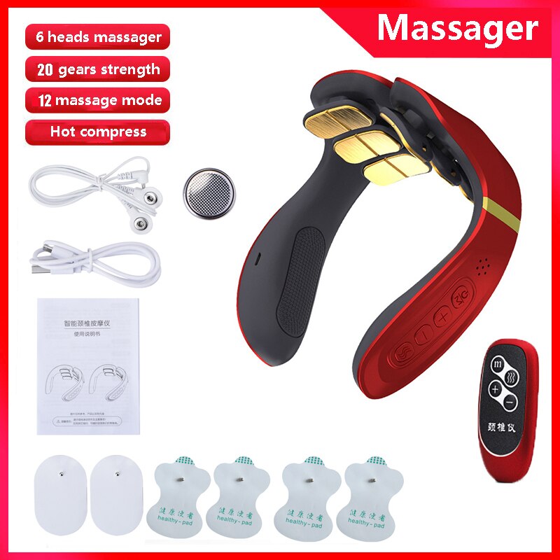 6 Head Heating Cervical massager Remote Control Ne... – Vicedeal