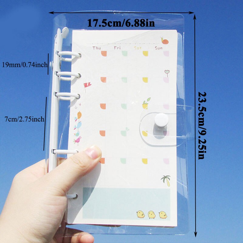 A5 Six Holes PVC Transparent Binder Notebook Cover... – Vicedeal