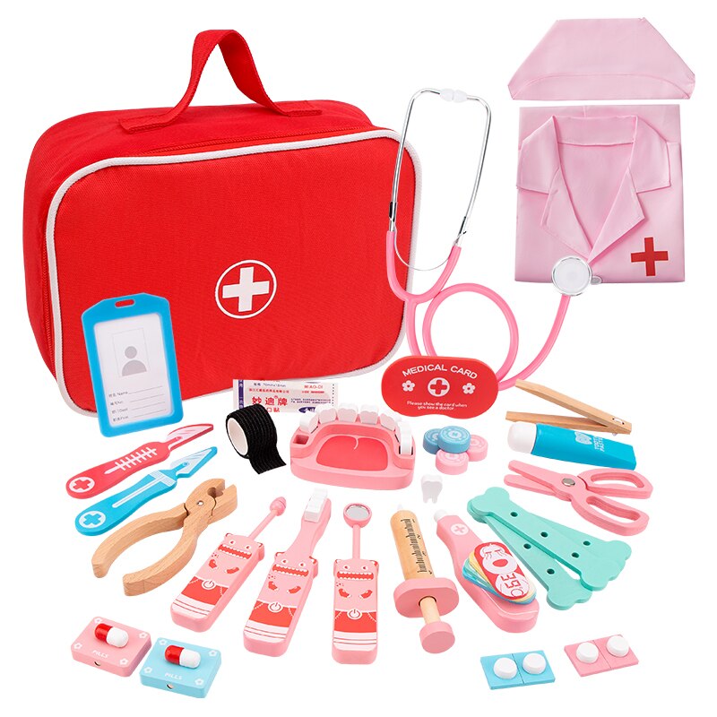 wooden children simulation doctor toy real life in... – Grandado