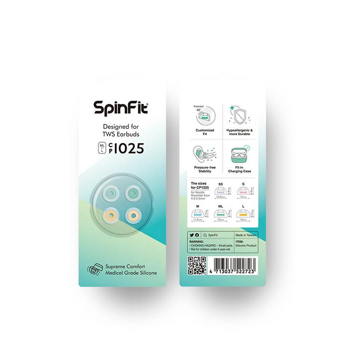 SpinFit CP1025 TWS Silicone Patented Ear Tips for ... – Grandado
