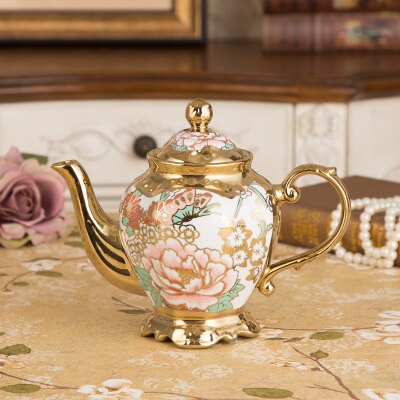 1380ml European Ceramic Coffee Pot Luxury Vintage Golden Teapot Milk ...