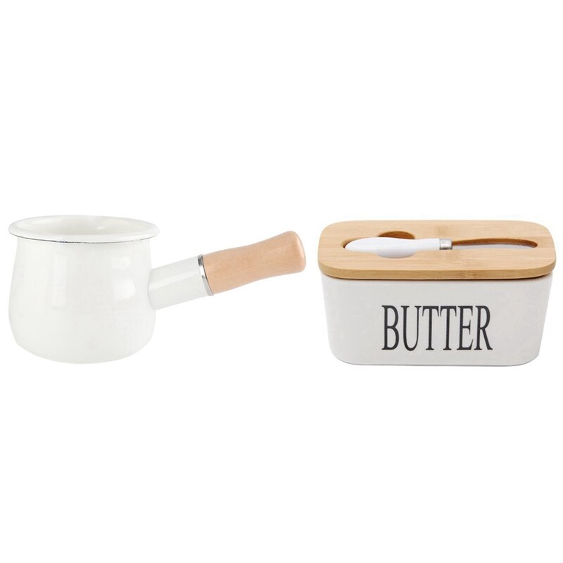 Enamel Milk Pan (White) with Nordic Butter Sealed ... – Grandado