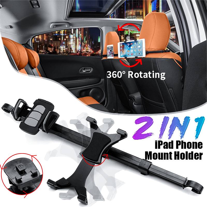 Car Back 360° Dual Seat Headrest Mount Holder For ... – Grandado